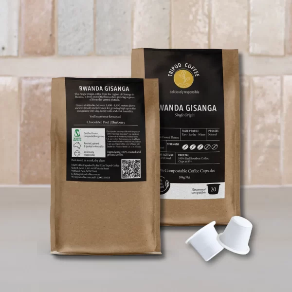 Tripod Rwanda Gisanga Single Origin Coffee Pods 20/Bag – My Coffee Capsule